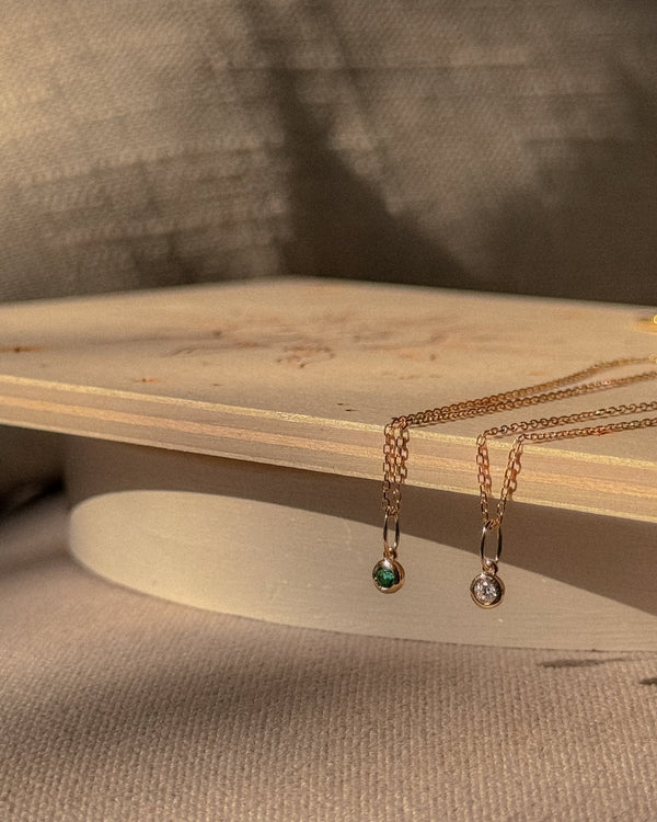 Stunning Round Emerald Charm Necklace | Midori Jewelry Co.